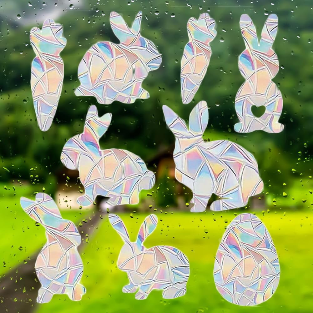 4 Sheets Easter Rainbow Window Cling Stickers Large Prism Egg Prismatic ...