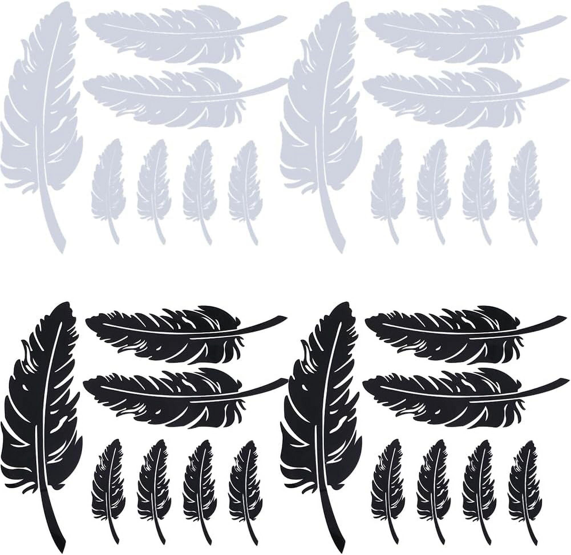 4 Sheets Feather Car Sticker White&Black Car Window Bumper Sticker ...