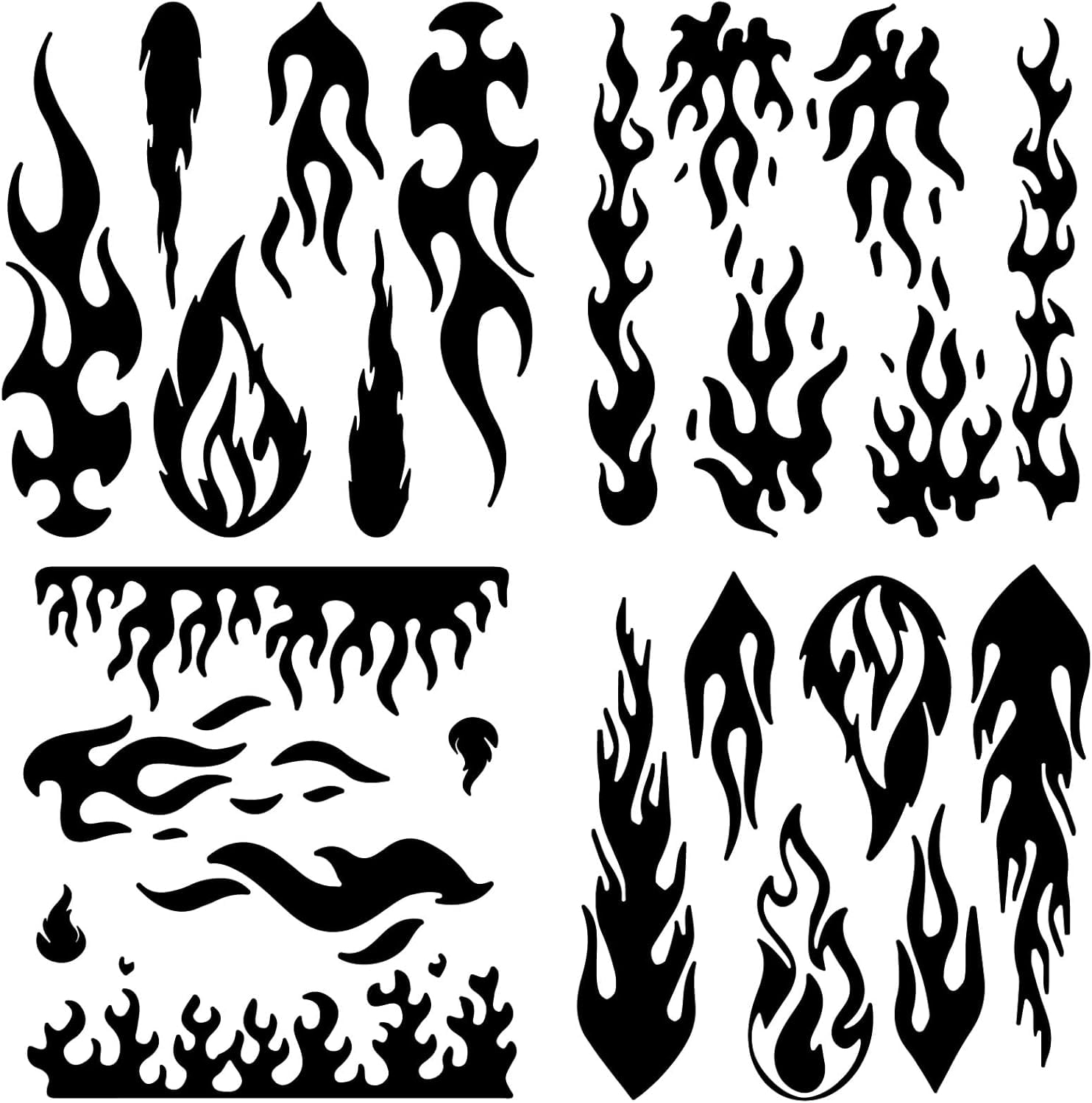 4 Sheets Flame Car Decal Fire Sports Flame Reflective Decals Vinyl ...