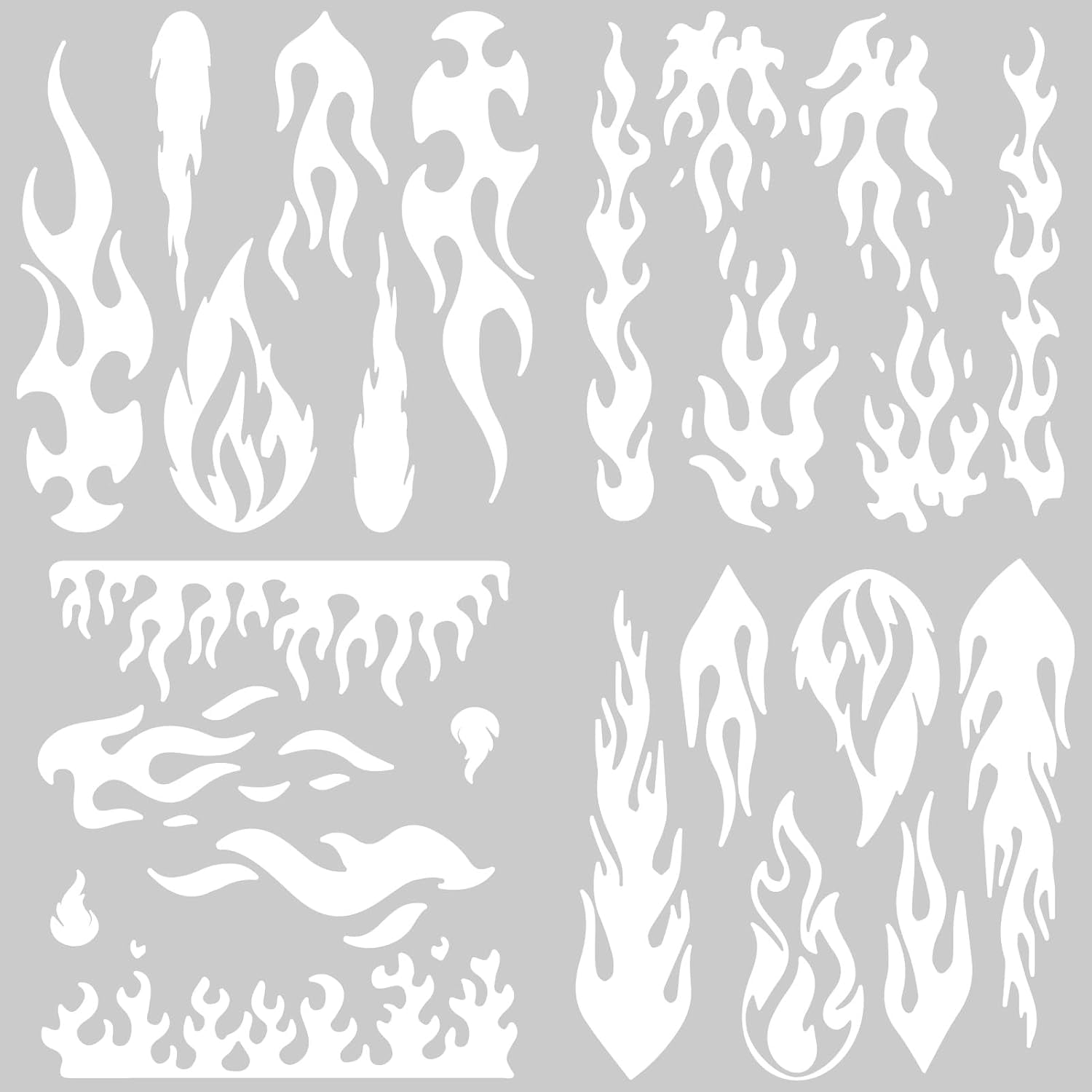 4 Sheets Flame Car Decal Self Adhesive Fire Sports Flame Reflective ...