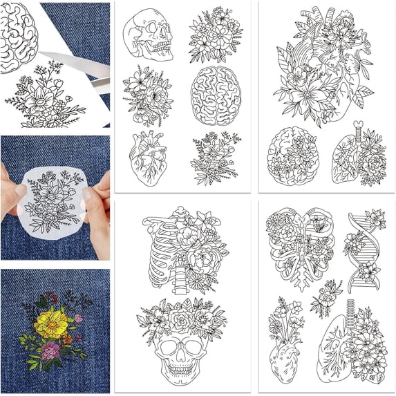 4 Sheets Flower and Organ Water Soluble Stabilizer Hand Sewing ...
