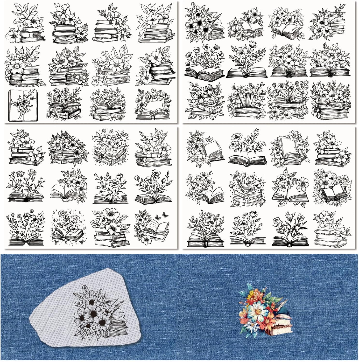 4 Sheets Flower Water Soluble Stabilizer for Embroidery Stick and ...