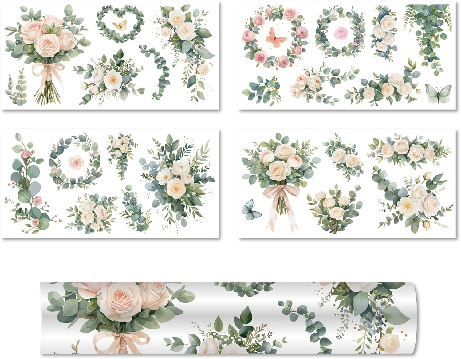 4 Sheets Flowers Rub on Transfers for Furniture Crafts Rub On Transfer ...