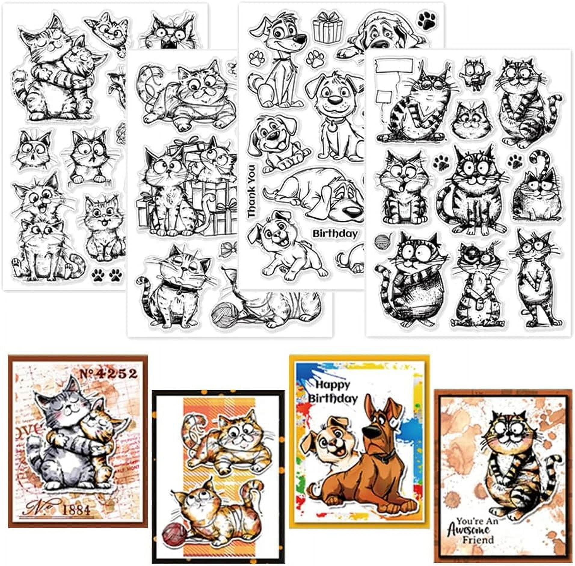 4 Sheets Funny Cat Dog Clear Stamps - Walmart.com