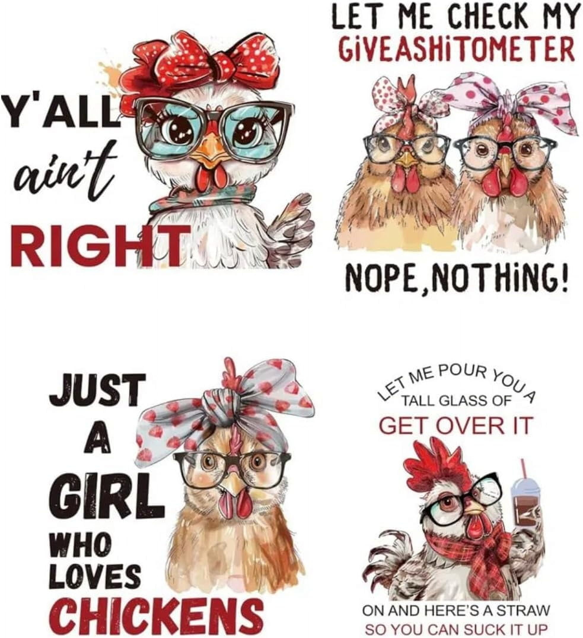 4 Sheets Funny Rooster Iron on Decals Patches Y'all Ain't Right Iron on ...