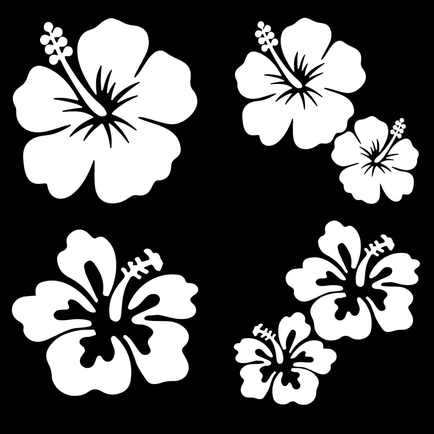 4 Sheets Hibiscus Flower Car Decal Large Size Car Stickers 6pcs ...
