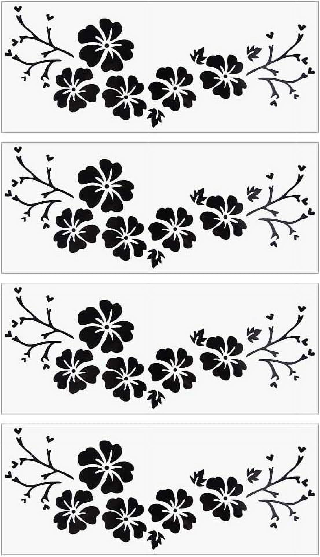 4 Sheets Hibiscus Flower Car Sticker Hawaiian Stickers and Decals Black ...