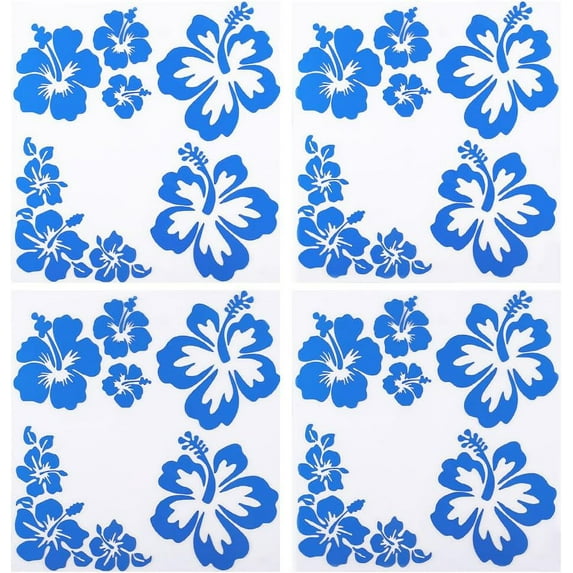4 Sheets Hibiscus Flower Car Sticker Hawaiian Stickers and Decals Blue ...