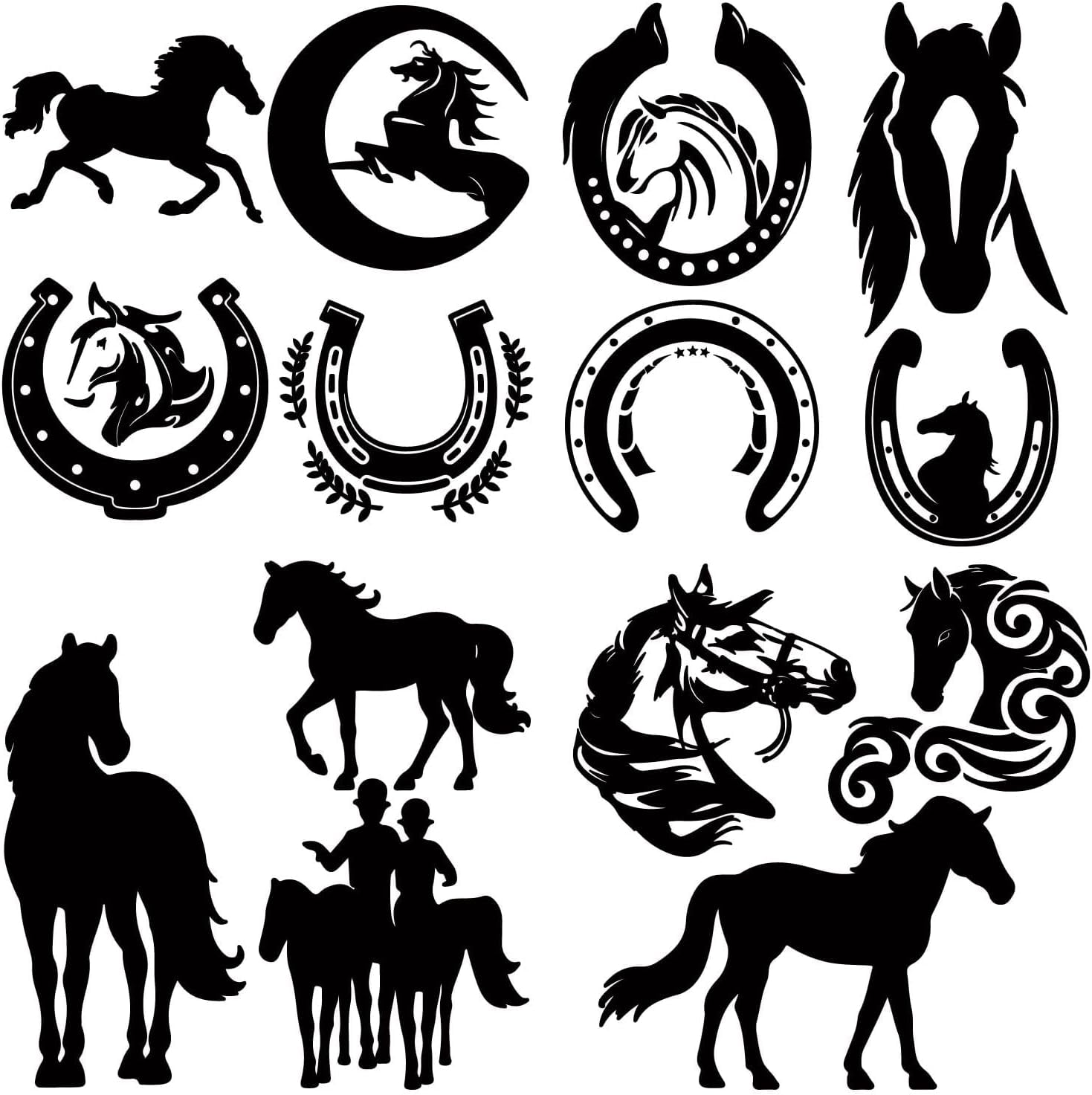 4 Sheets Horse Decals Horseshoe Car Stickers PET Self Adhesive ...