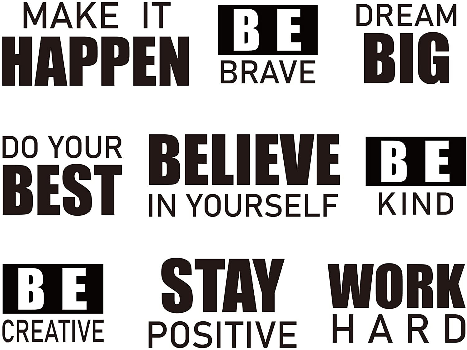 4 Sheets Inspirational Wall Decals Peel and Stick Motivational Phrases ...