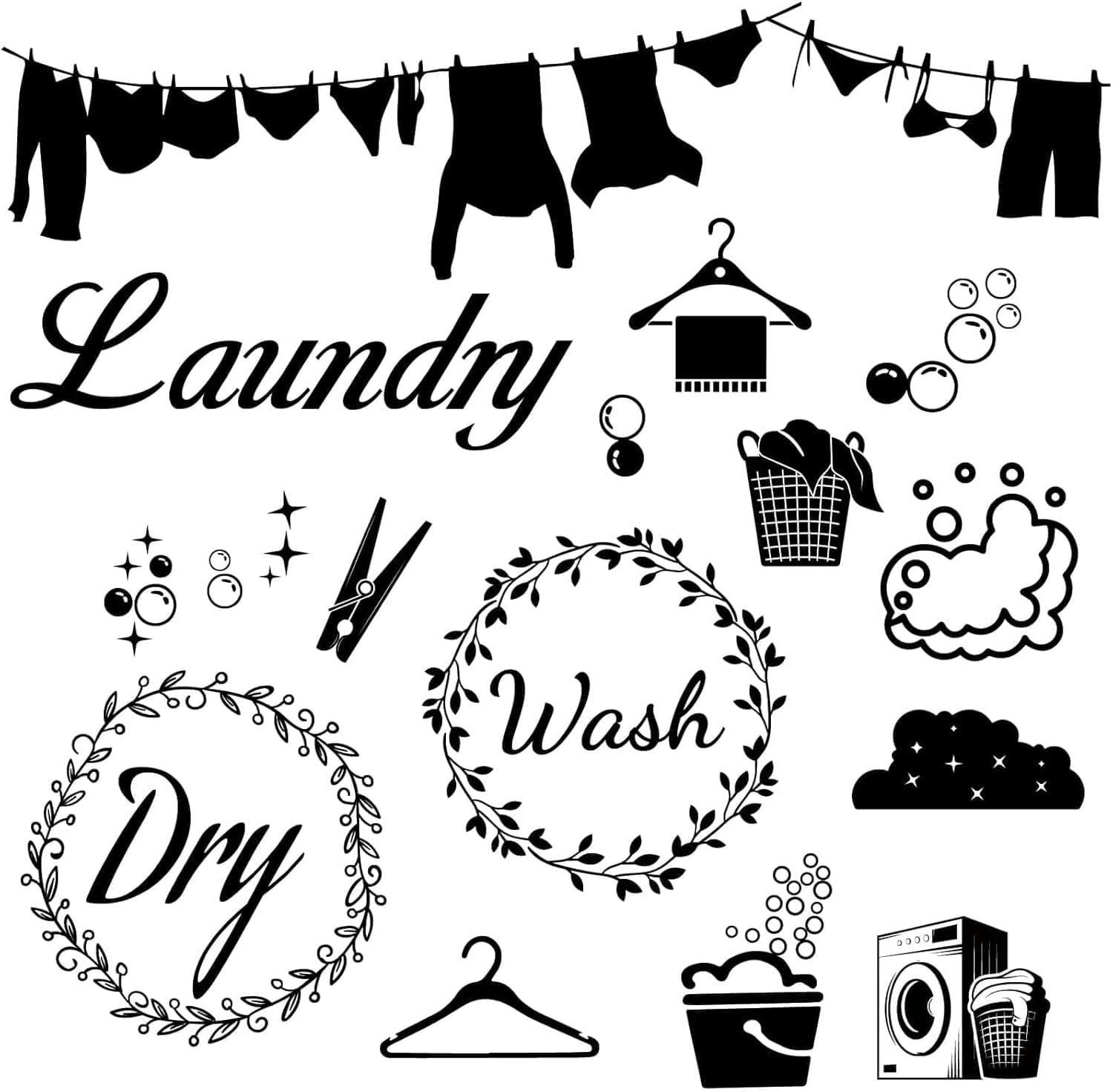 4 Sheets Laundry Wall Stickers Laundry Room Decor Signs Vinyl Sticker ...