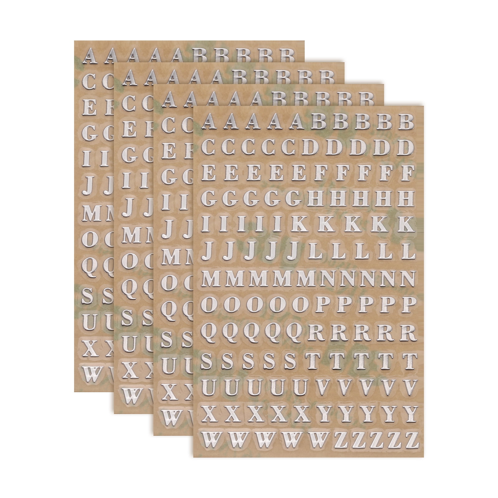 4 Sheets Letter Stickers 0.12" 3D Mini Letter Stickers Alloy Self ...