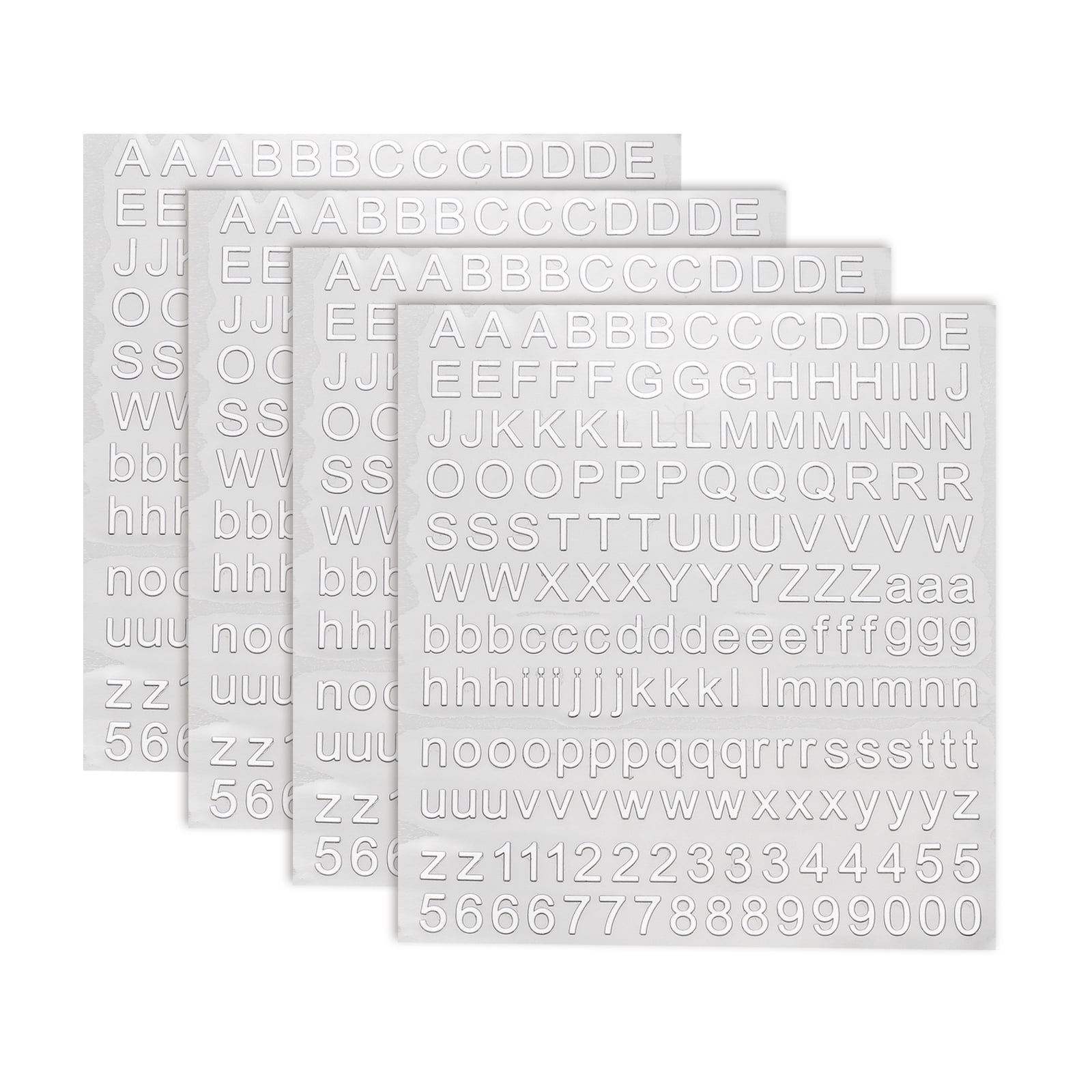 4 Sheets Letter Stickers 0.28" 3D Mini Letter Stickers Alloy Self ...