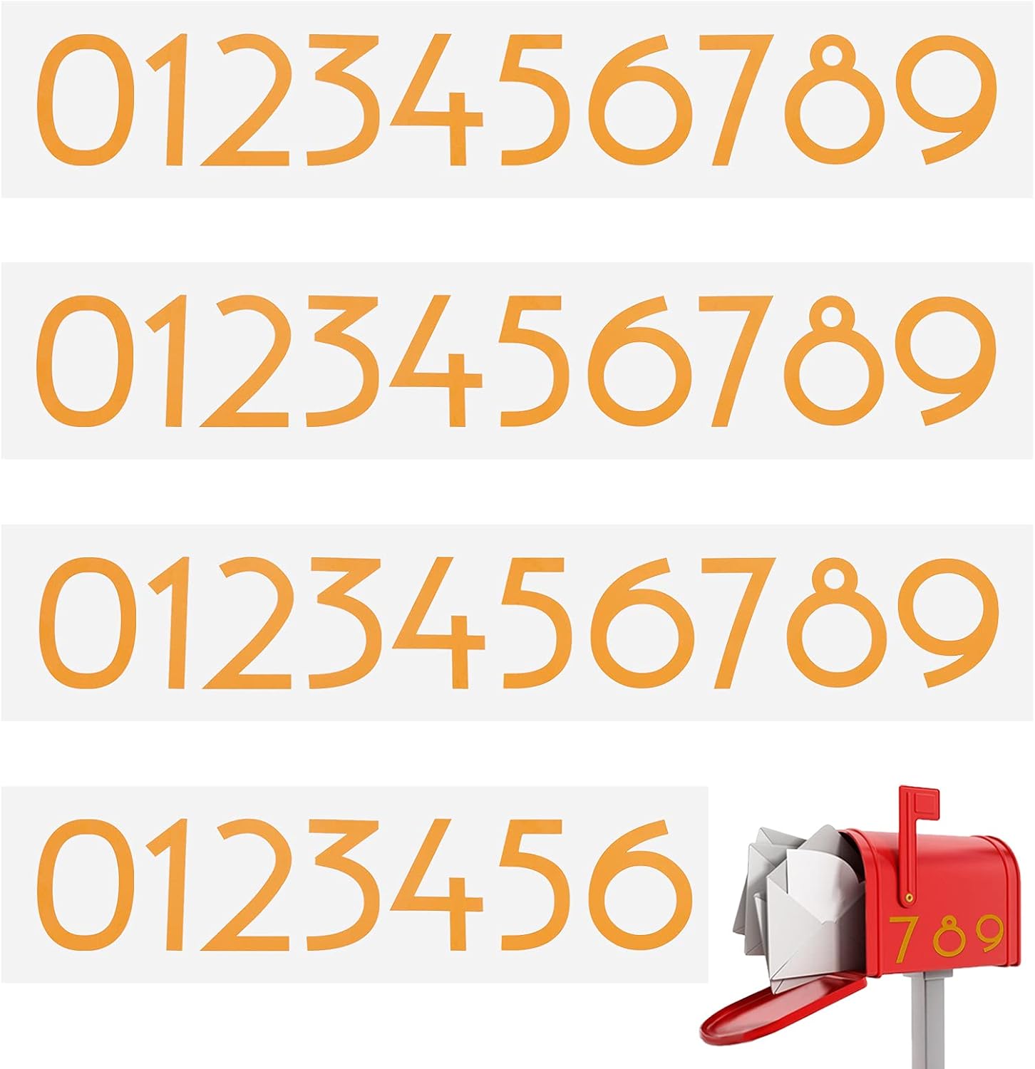 4 Sheets Mailbox Numbers 4" Self Adhesive Vinyl Reflective Mailbox ...