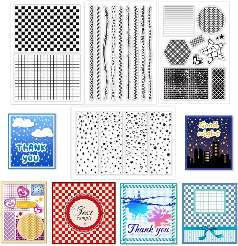 4 Sheets Mix Texture Clear Stamps for Card Making Clear Silicone Stamp ...