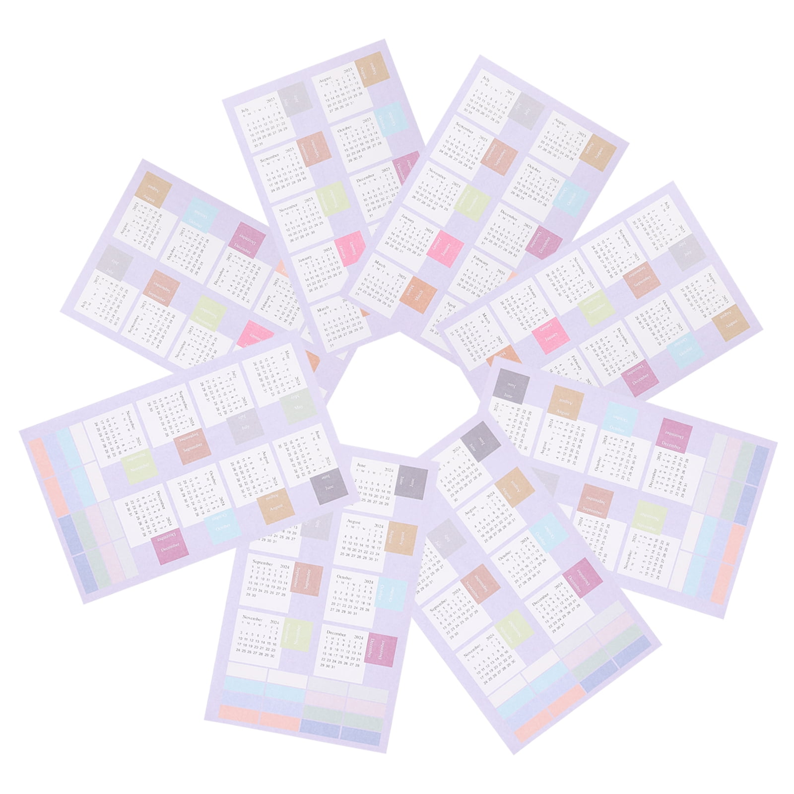 4 Sheets Calendar Stickers Schedule Date Sticker Month Sticker Notepad ...