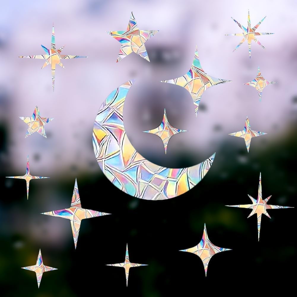4 Sheets Moon Window Cling Stickers Stars Suncatcher Sticker Planet ...