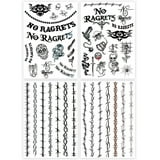 4 Sheets No Ragrets & Barbed Wire Halloween Temporary Tattoos ...