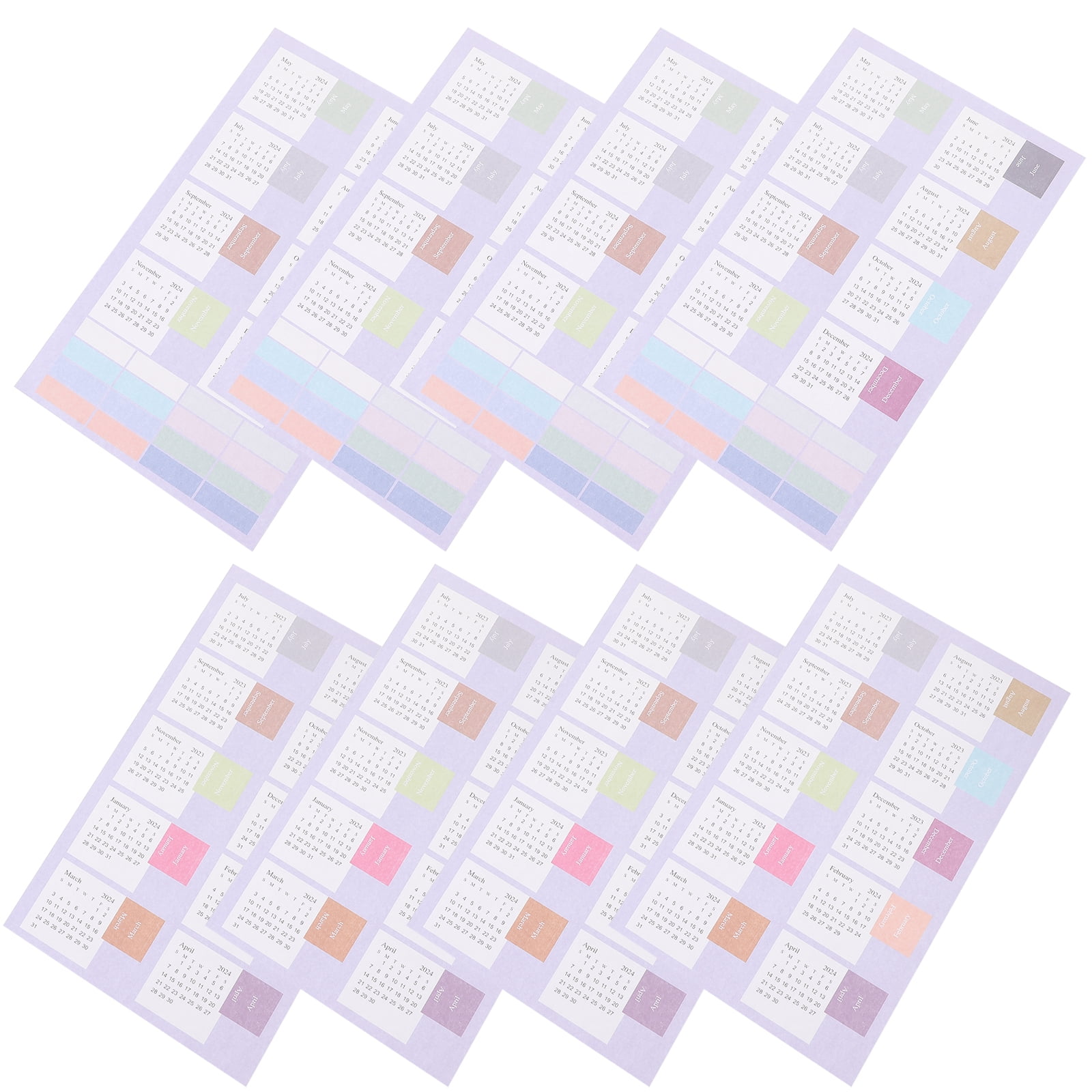 4 Sheets Paper Calendar Sticker Monthly Stickers Planner Date Mini ...