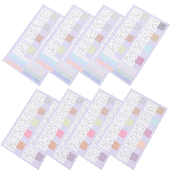 4 Sheets Paper Calendar Sticker Monthly Stickers Planner Date Mini ...