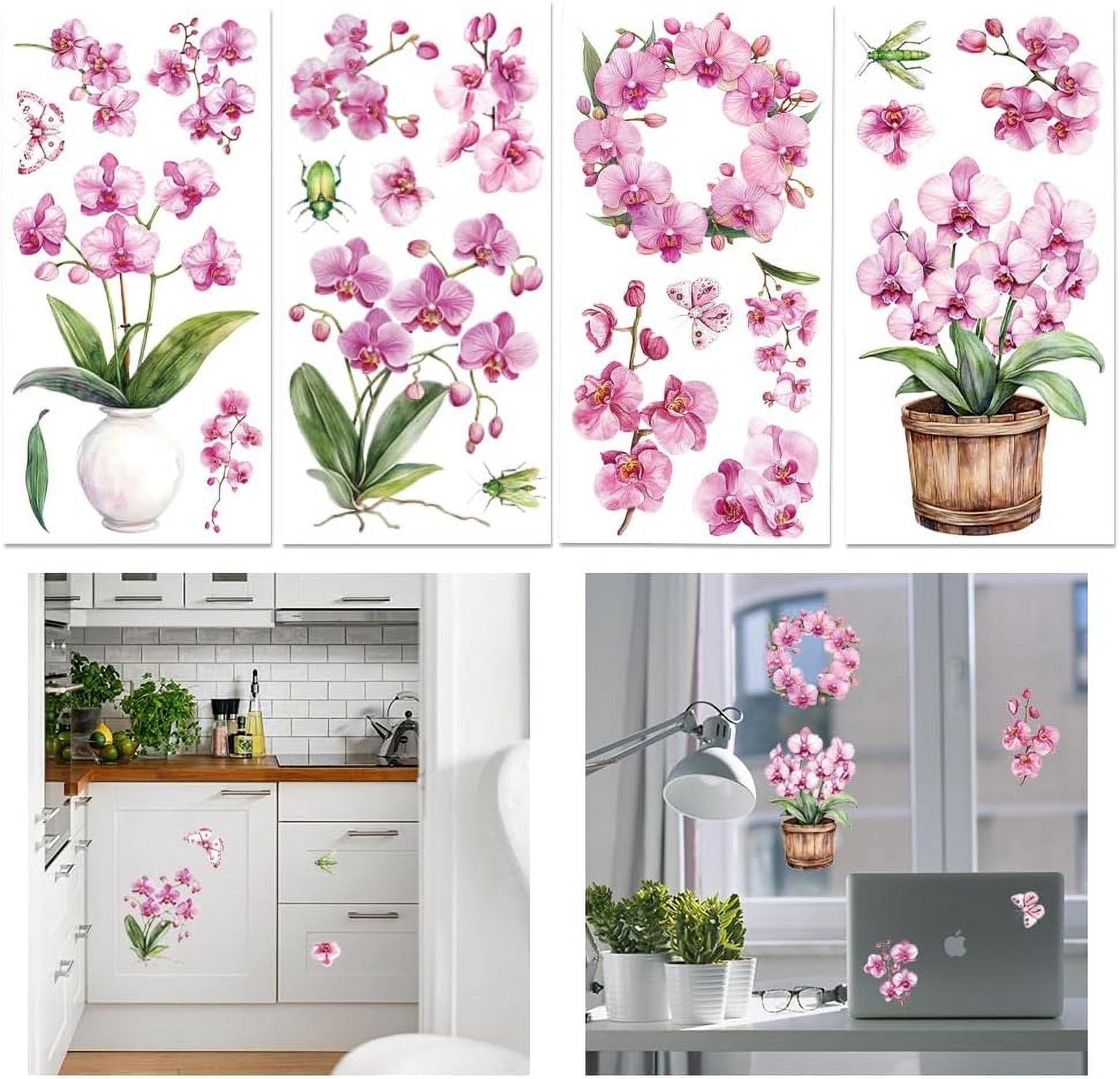 4 Sheets Phalaenopsis Flowers Furniture Transfer 6x12inch Flowers and ...