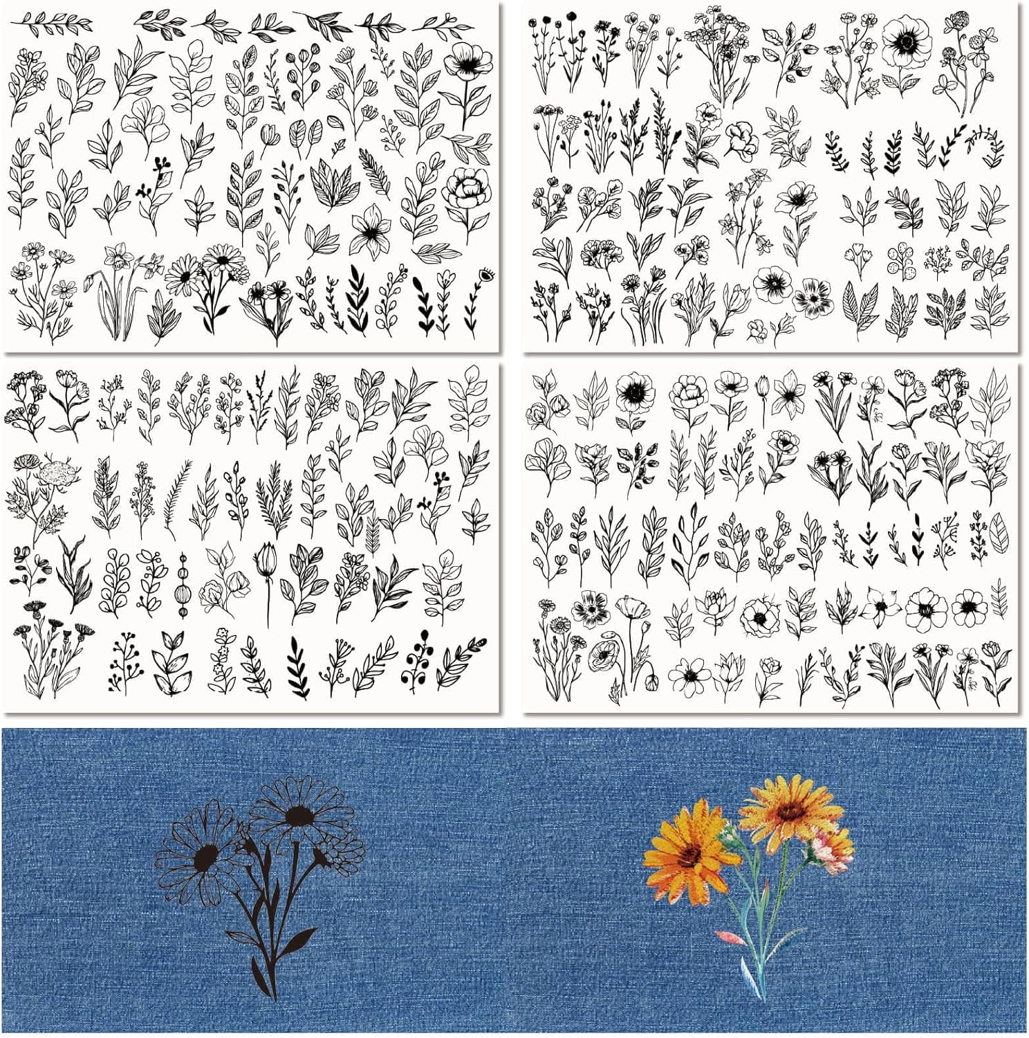 4 Sheets Plants Water Soluble Stabilizer for Embroidery Stick and ...