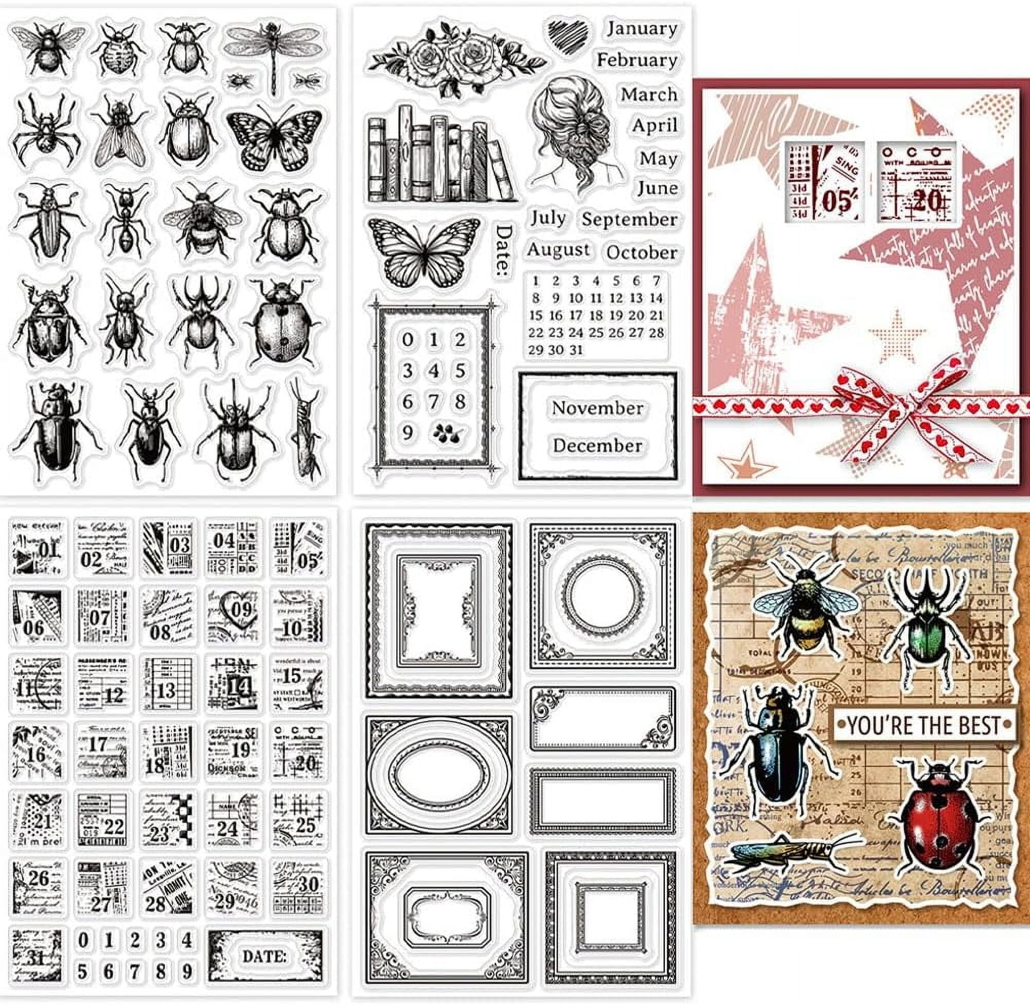 4 Sheets Postage Stamp Frame Clear Stamps for Card Making Vintage ...