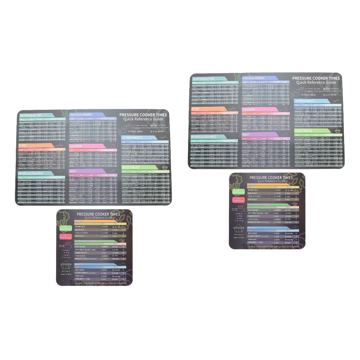 4 Sheets Pressure Cooker Time Stickers Magnets Printable Cooking Coated ...