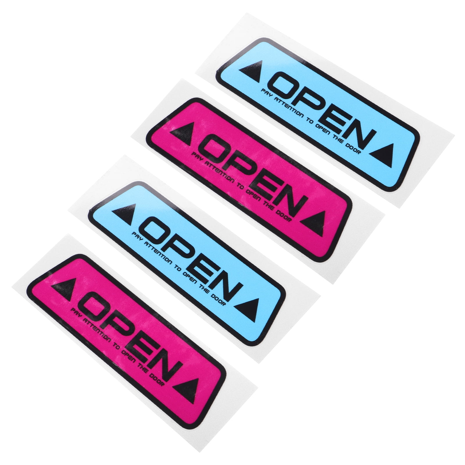 4 Sheets Reflective Open Warning Stickers For Car Door Window Decals ...