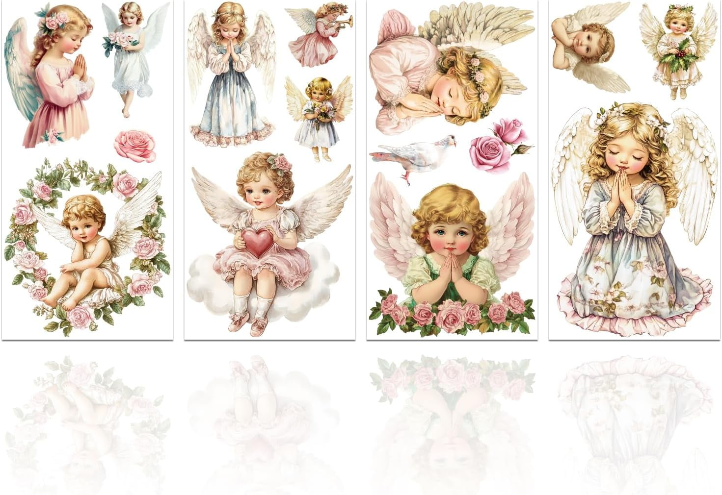 4 Sheets Retro Angel Furniture Transfer 6x12inch Vintage Angel Rub on ...