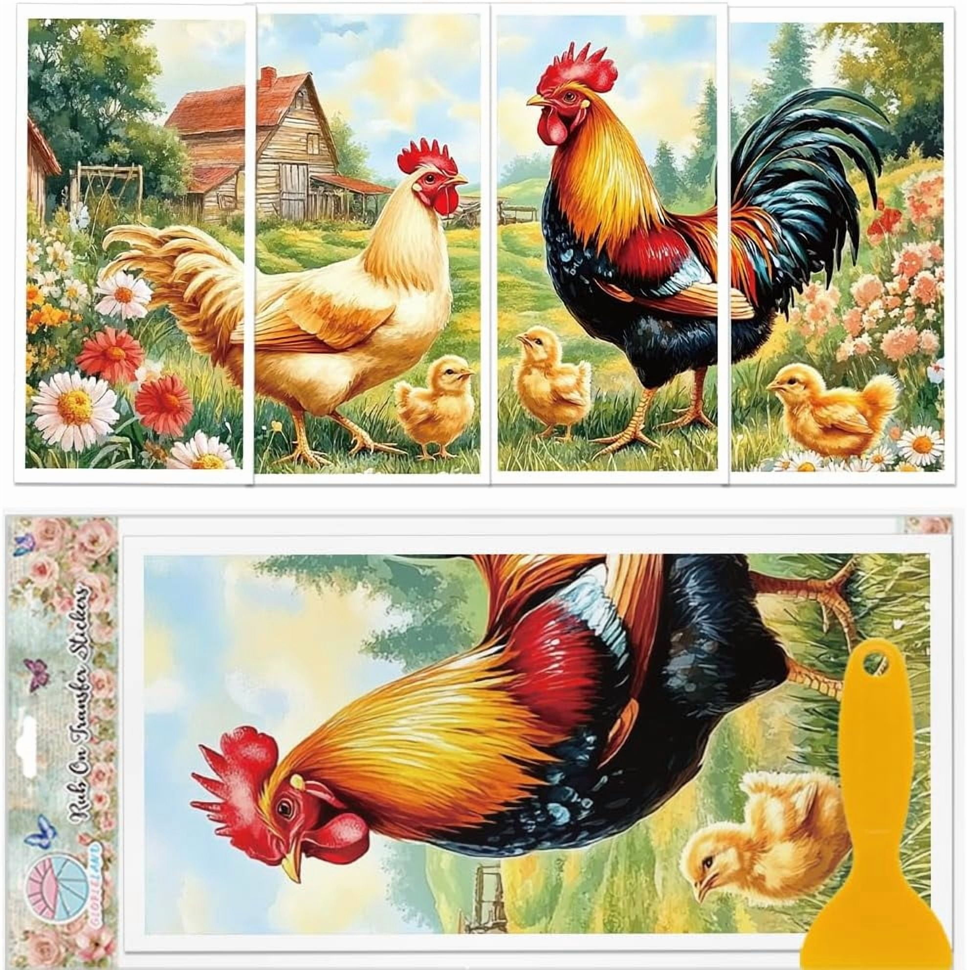 4 Sheets Retro Farm Rub on Transfers Chicken Furniture Decor Transfers ...