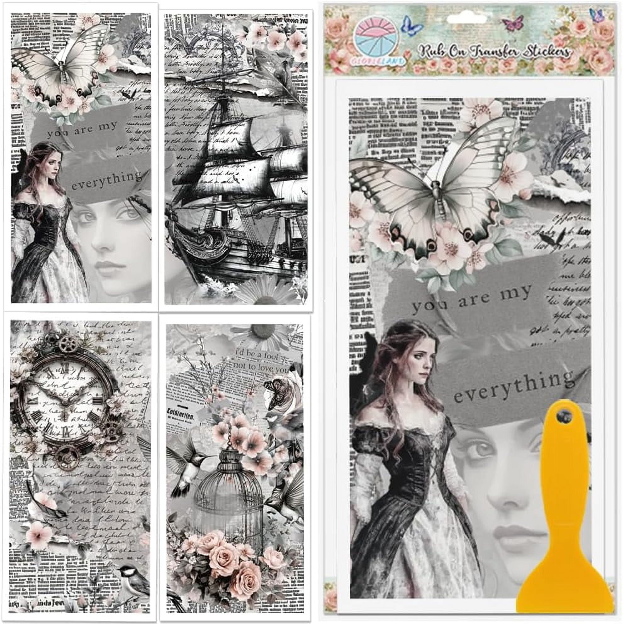 4 Sheets Retro Romantic Furniture Transfer 11.8x5.9inch Butterflies ...