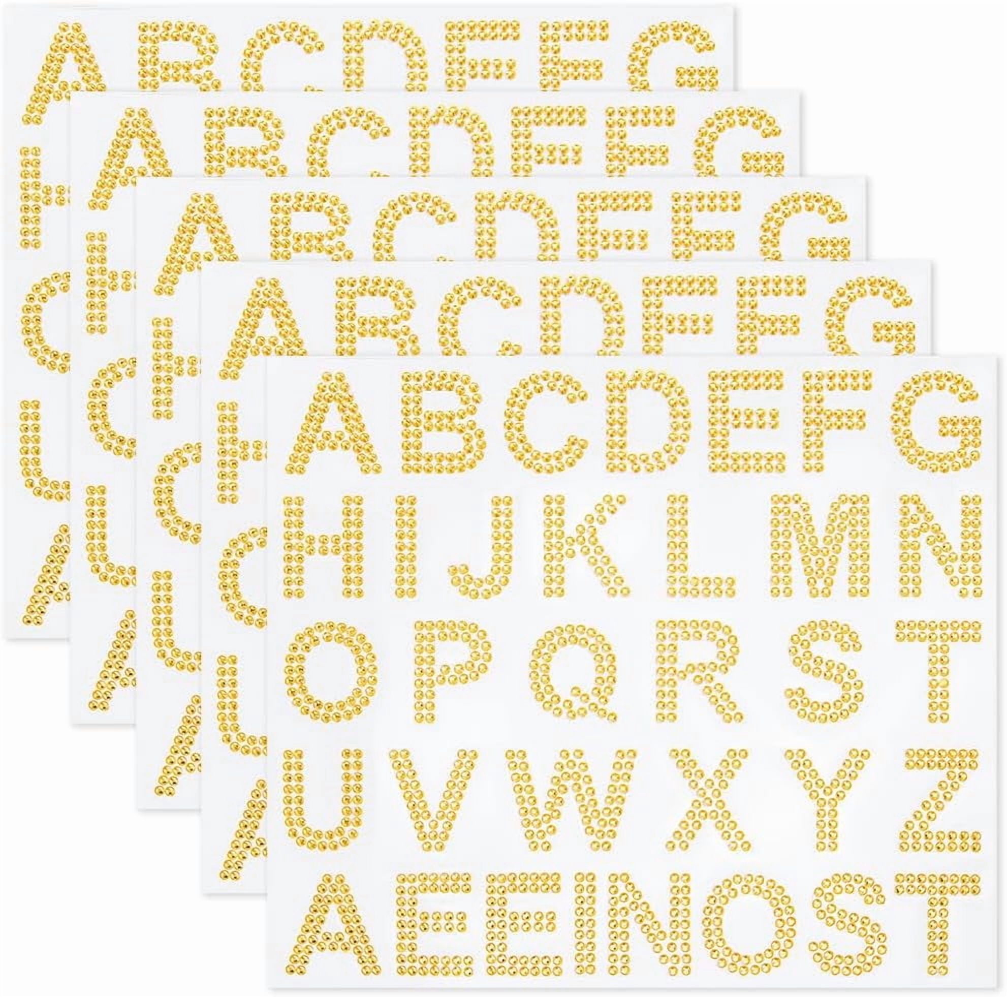 4 Sheets Rhinestone Alphabet Letter Stickers Gold Bling Stickers A to Z ...