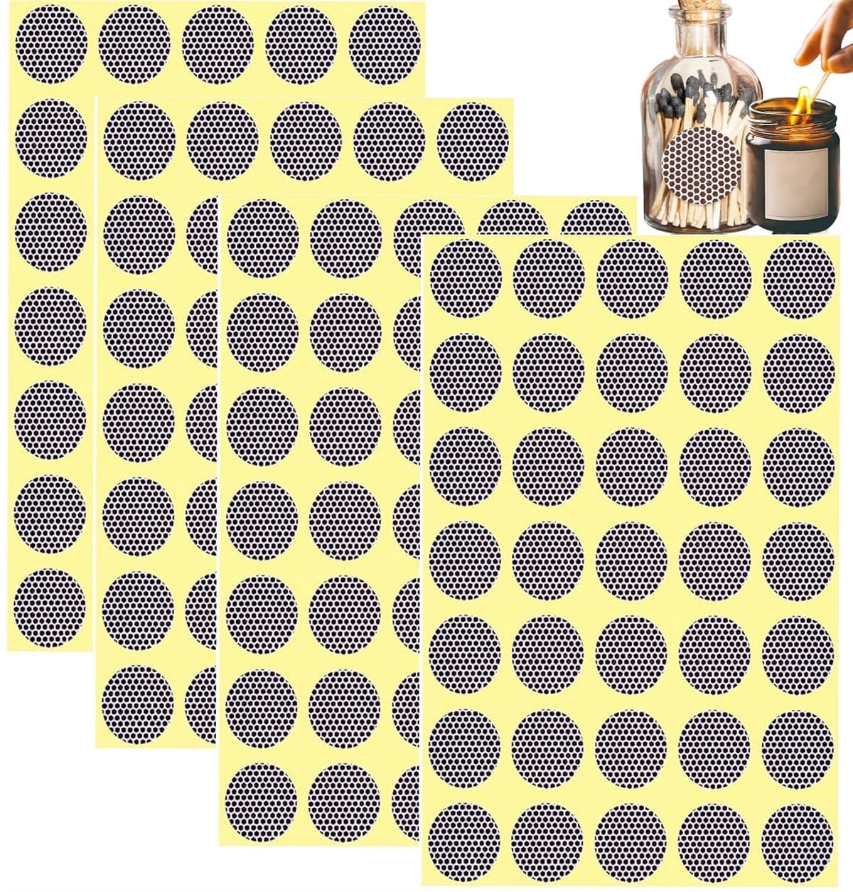 4 Sheets Round Match Striker Paper,Happon Adhesive Backed Brown ...
