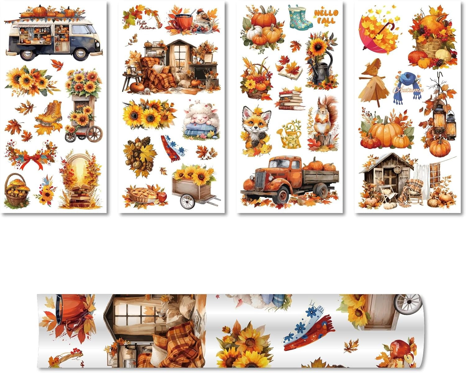 4 Sheets Rub on Transfers Furniture Crafts Autumn Pumpkin Rub On ...