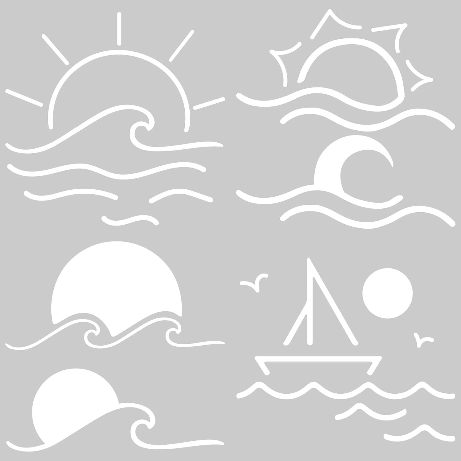 4 Sheets Sea Wave Car Decals Ocean Waves Sunset Boat Sun Protection ...