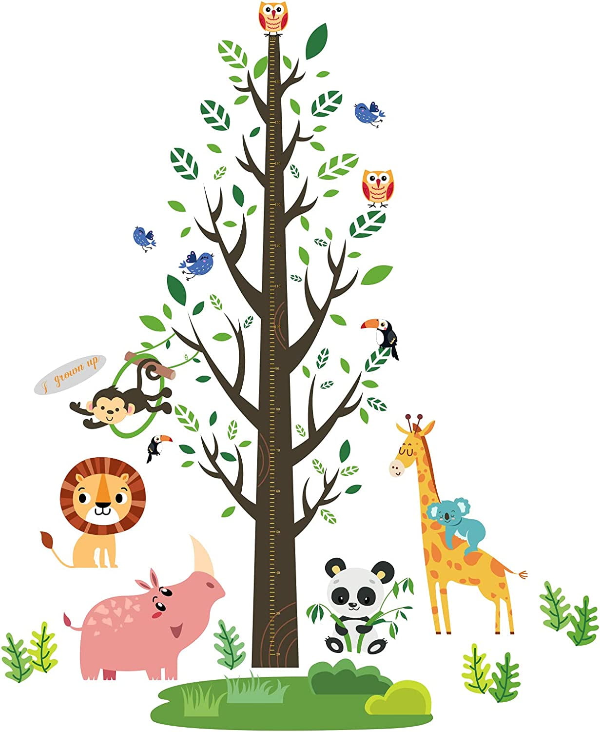 4 Sheets/Set Cartoon Height Growth Chart Wall Sticker Trees and Animals ...