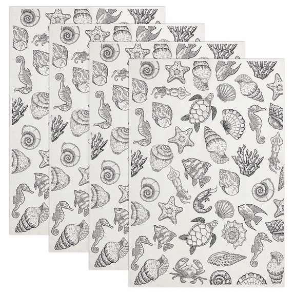 4 Sheets Shell Ceramic Clay Transfer Paper 21x15 Inch Marine Animal ...