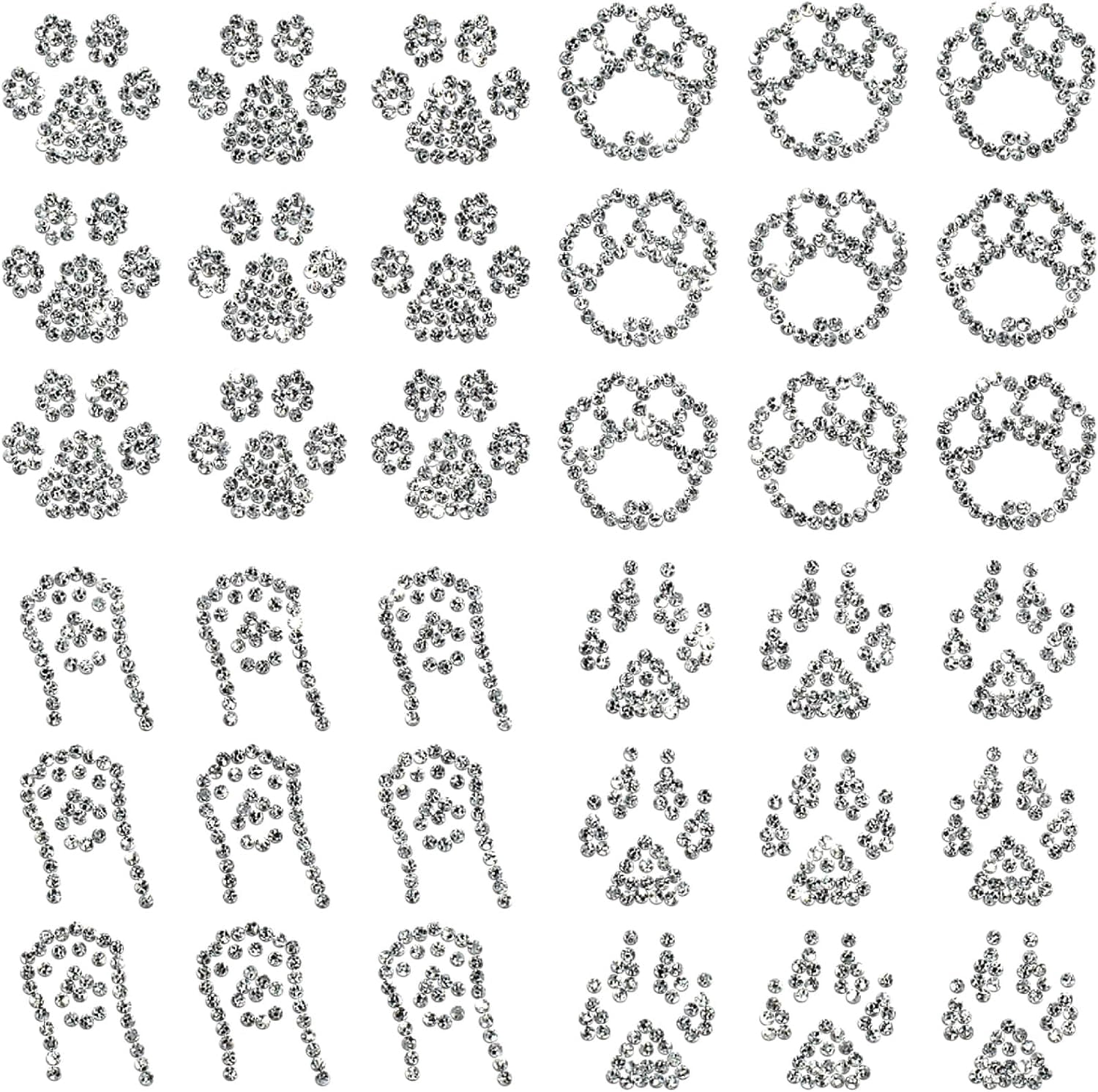 4 Sheets Small Paw Print Rhinestone Iron on Decal Bling Pet Iron on ...