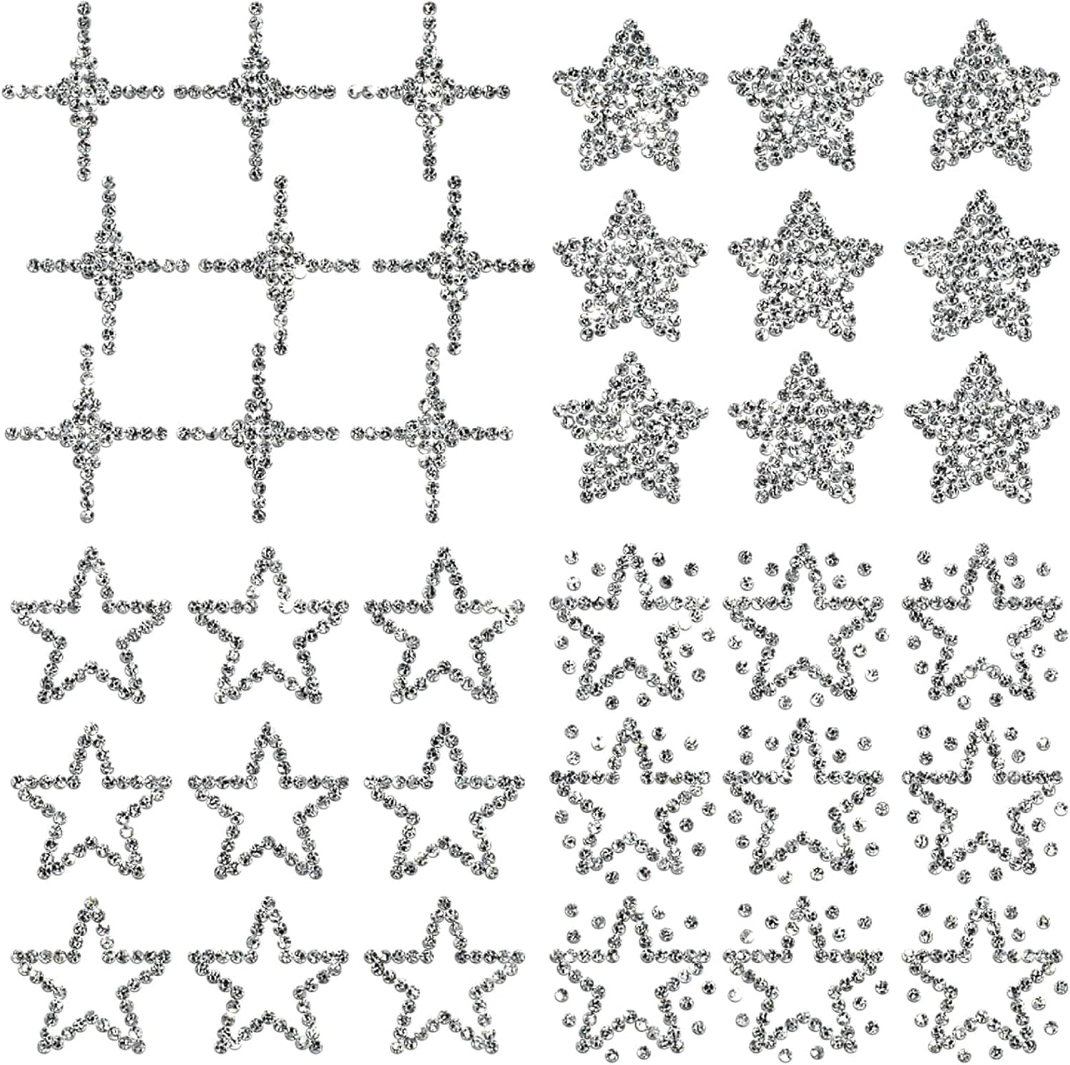 4 Sheets Small Stars Rhinestone Iron on Decal Bling Crystal Iron on ...