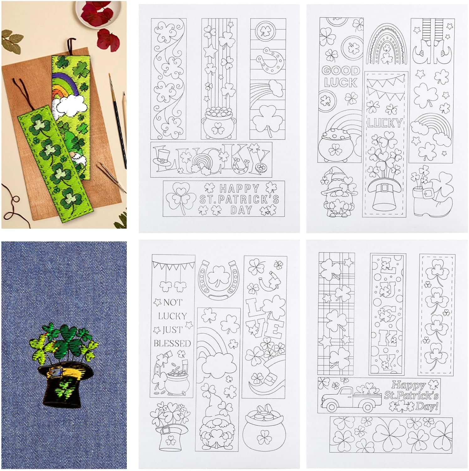 4 Sheets St. Patrick's Day Bookmarks Water Soluble Stabilizer Hand ...