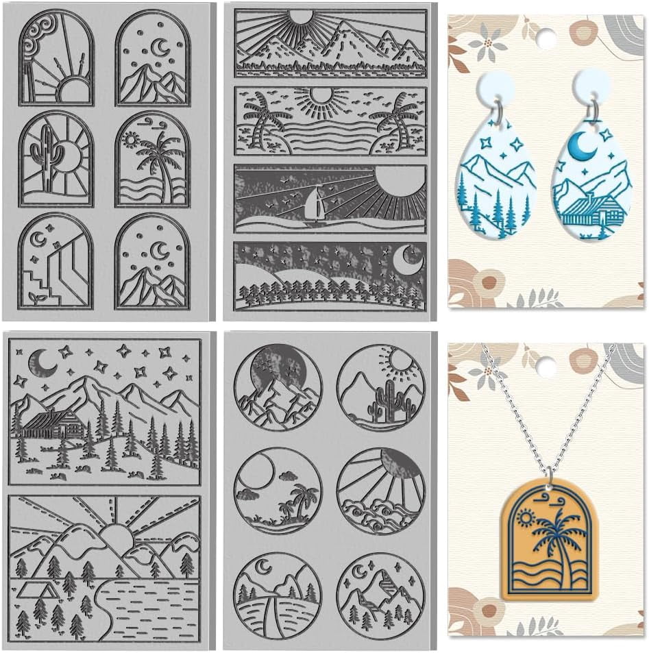 4 Sheets Style Polymer Clay Texture Mat Clay Modeling Pattern Pad ...
