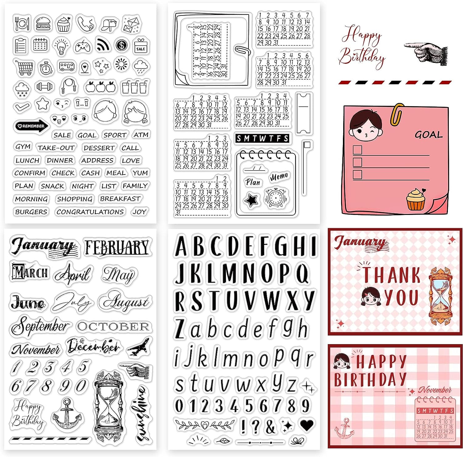 4 Sheets 4 Styles PVC Plastic Stamps for DIY Scrapbooking Photo Album ...