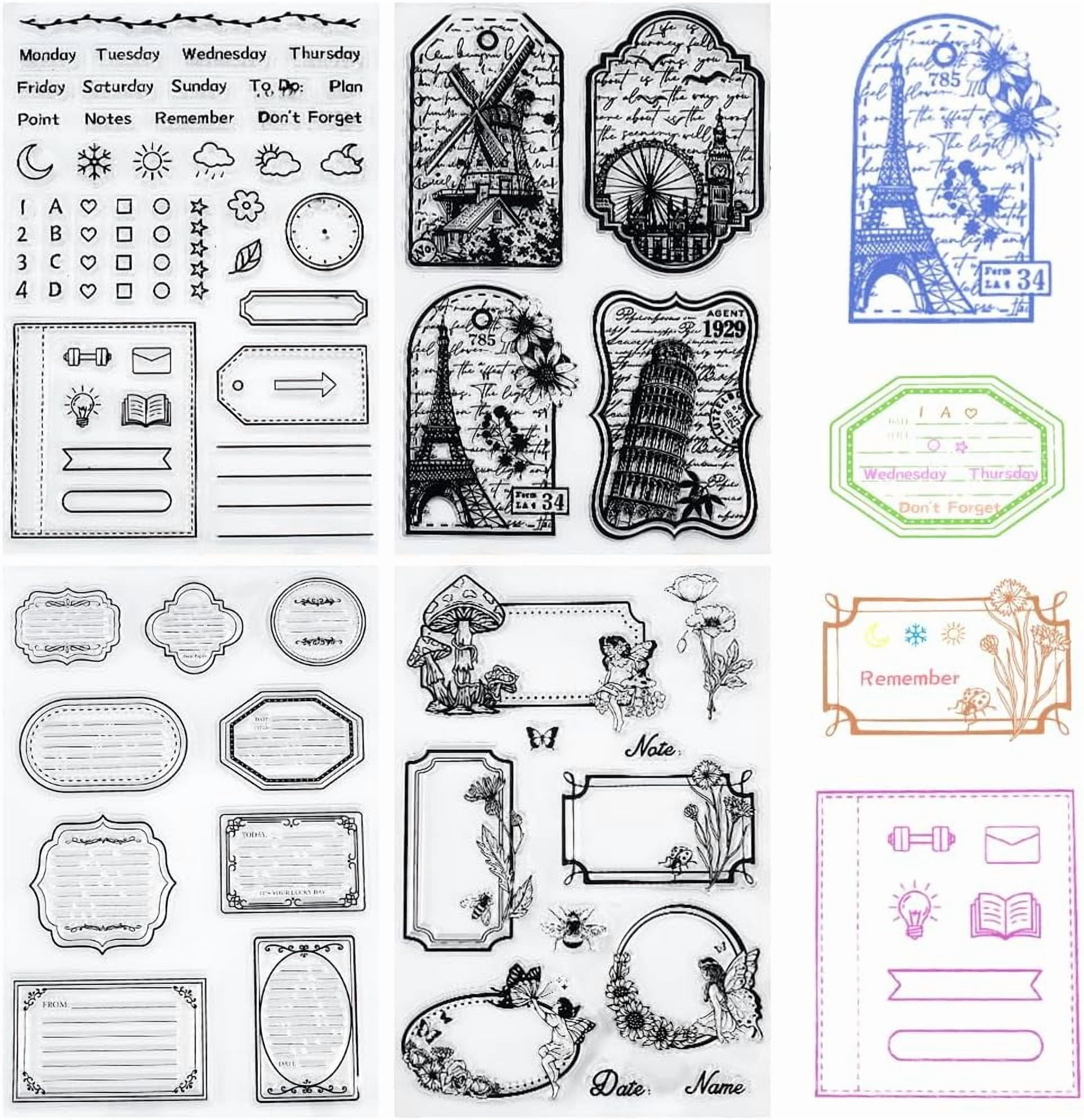 4 Sheets Vintage Blank Labels Clear Stamps Tower Notes Vintage ...