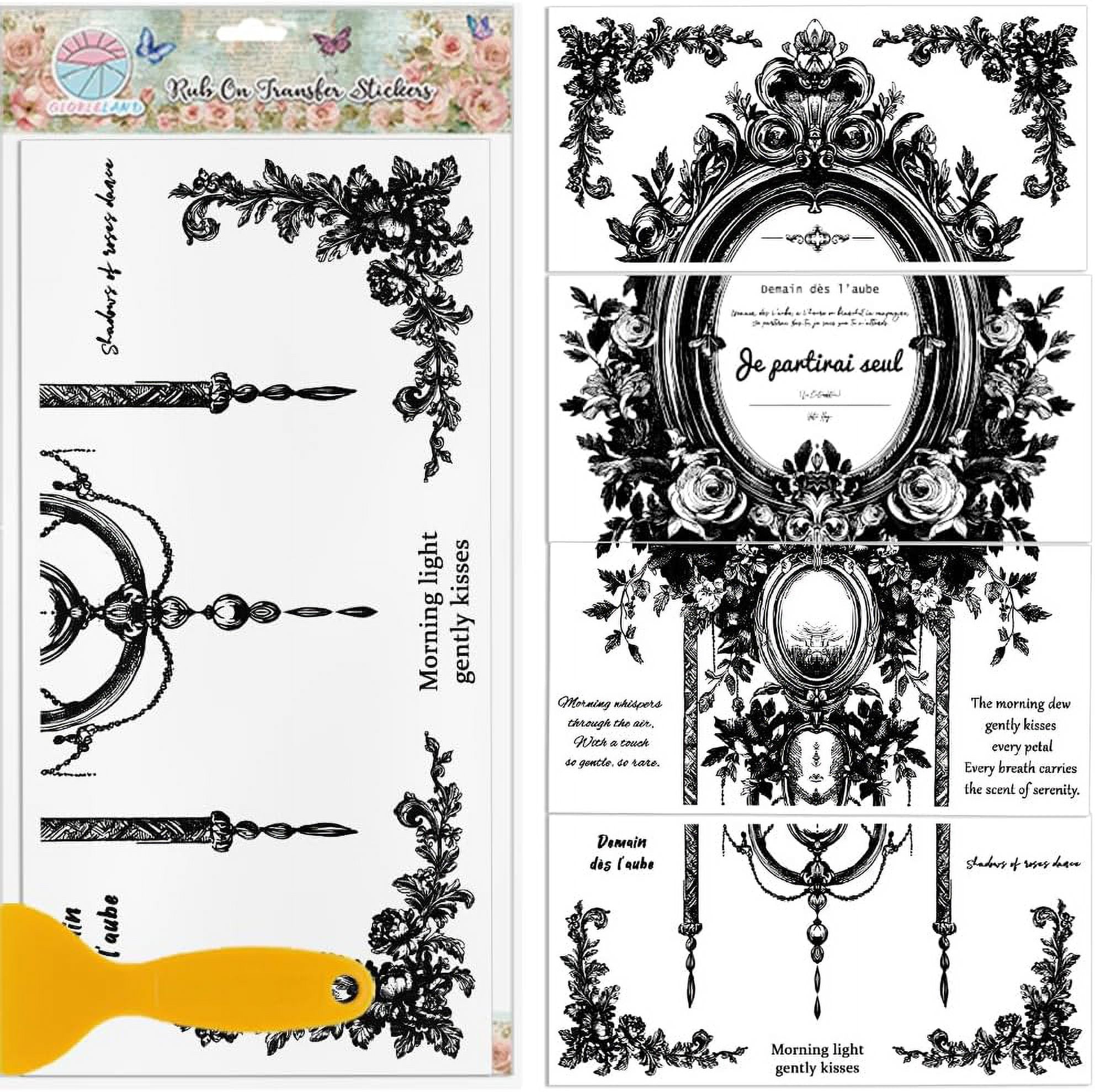 4 Sheets Vintage Clocks Borders Furniture Transfer 11.8x5.9inch Relief ...