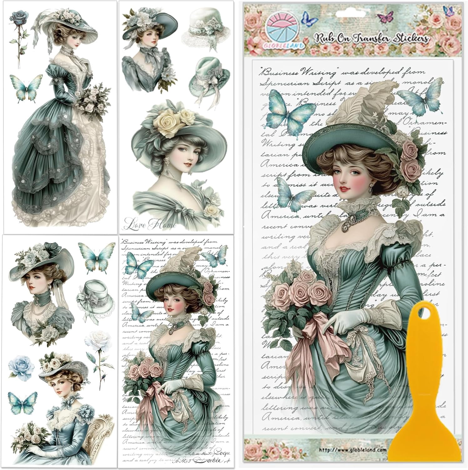 4 Sheets Vintage Hat Lady Furniture Transfer 6x12inch Lace Hat and ...