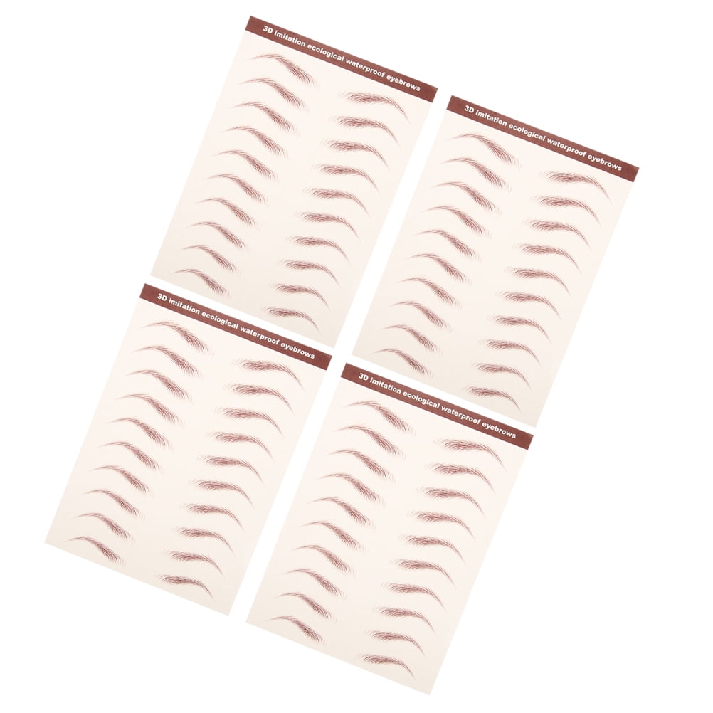 4 Sheets Waterproof Eyebrow Stickers Temporary Tattoo Light Brown ...