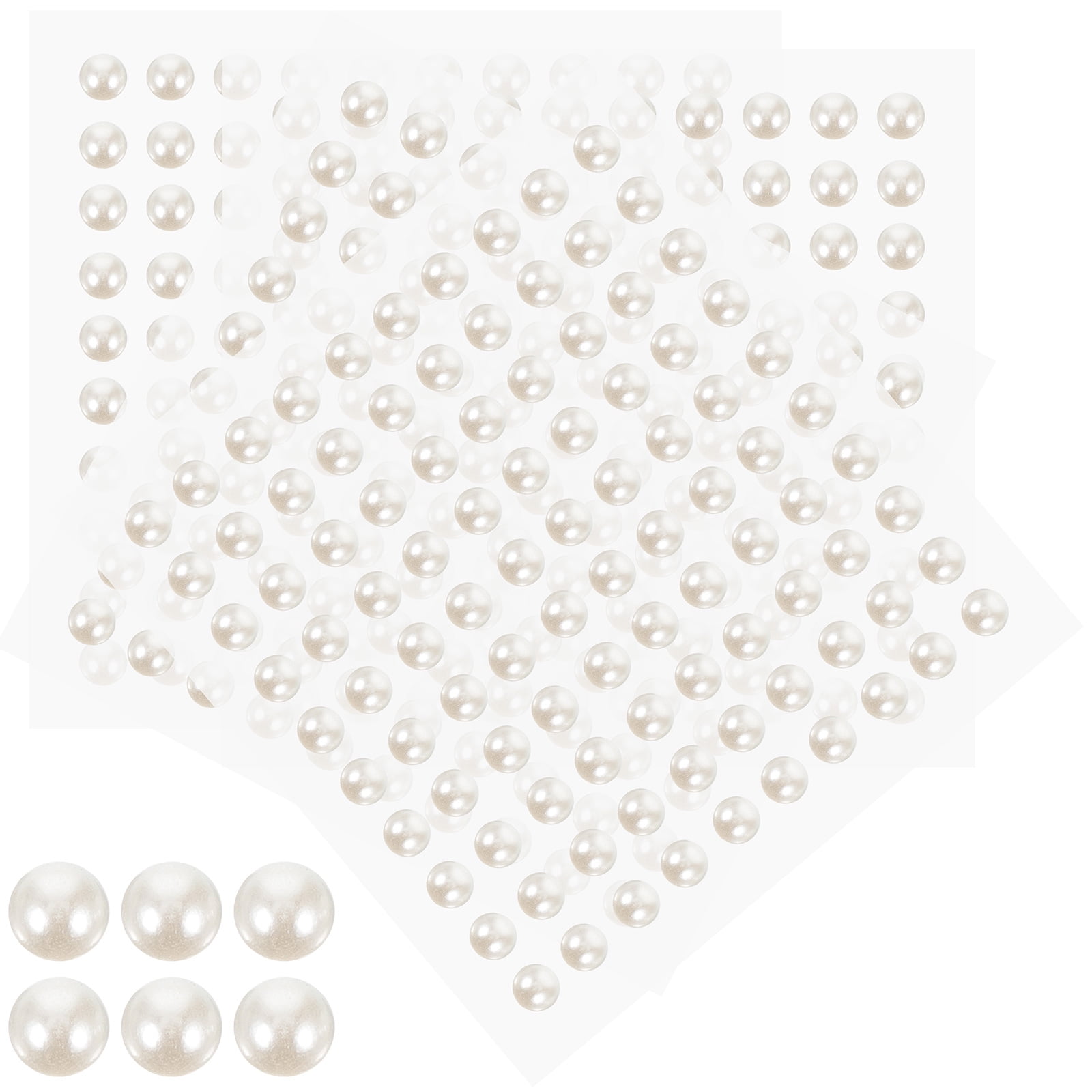4 Sheets of Adhesive Pearl Stickers Face Pearl Diy Stickers Decorative ...