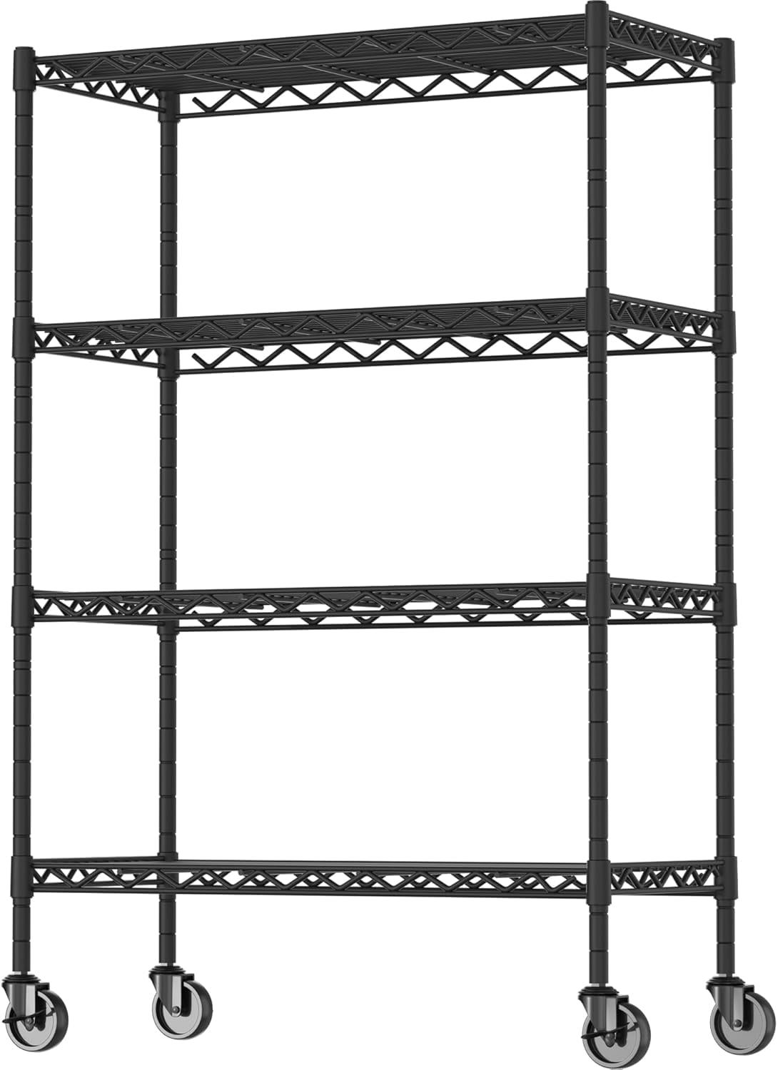 4-Shelf Adjustable Heavy Duty Storage Shelving Unit on 4 Wheel Casters ...