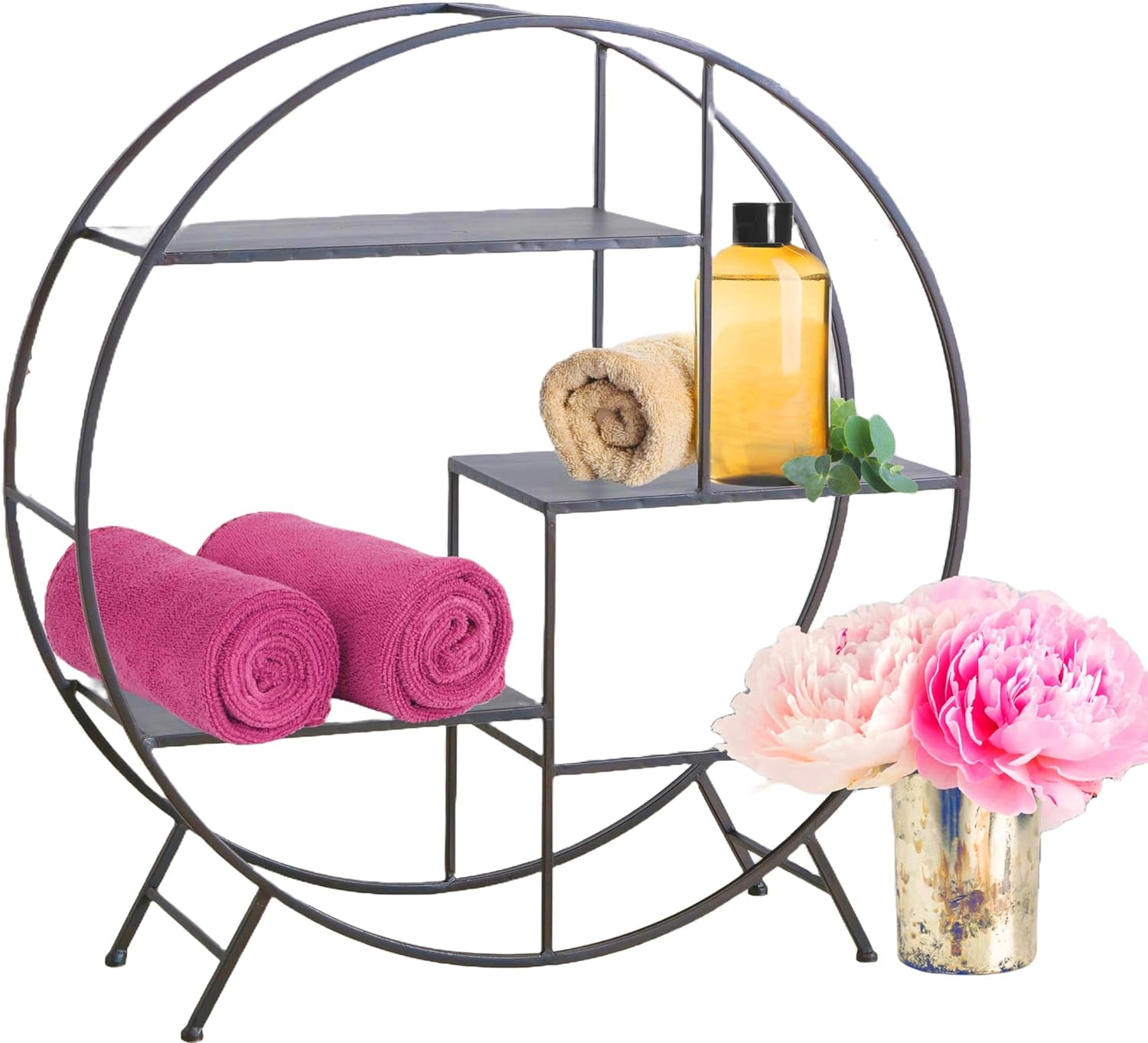 4 Shelf Circular Floor Rack, 37 Inches Tall, Round Free Standing ...